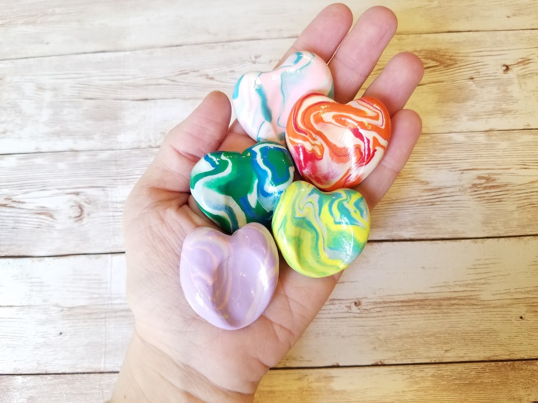 Worry Stones, Pocket Stones, Polymer Clay Stone, Heart Stones, Worry ...
