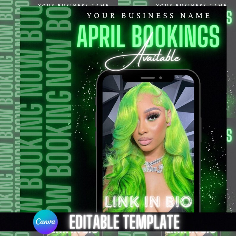 April Bookings Now Available Flyer, DIY Spring Book Now Appointments ...