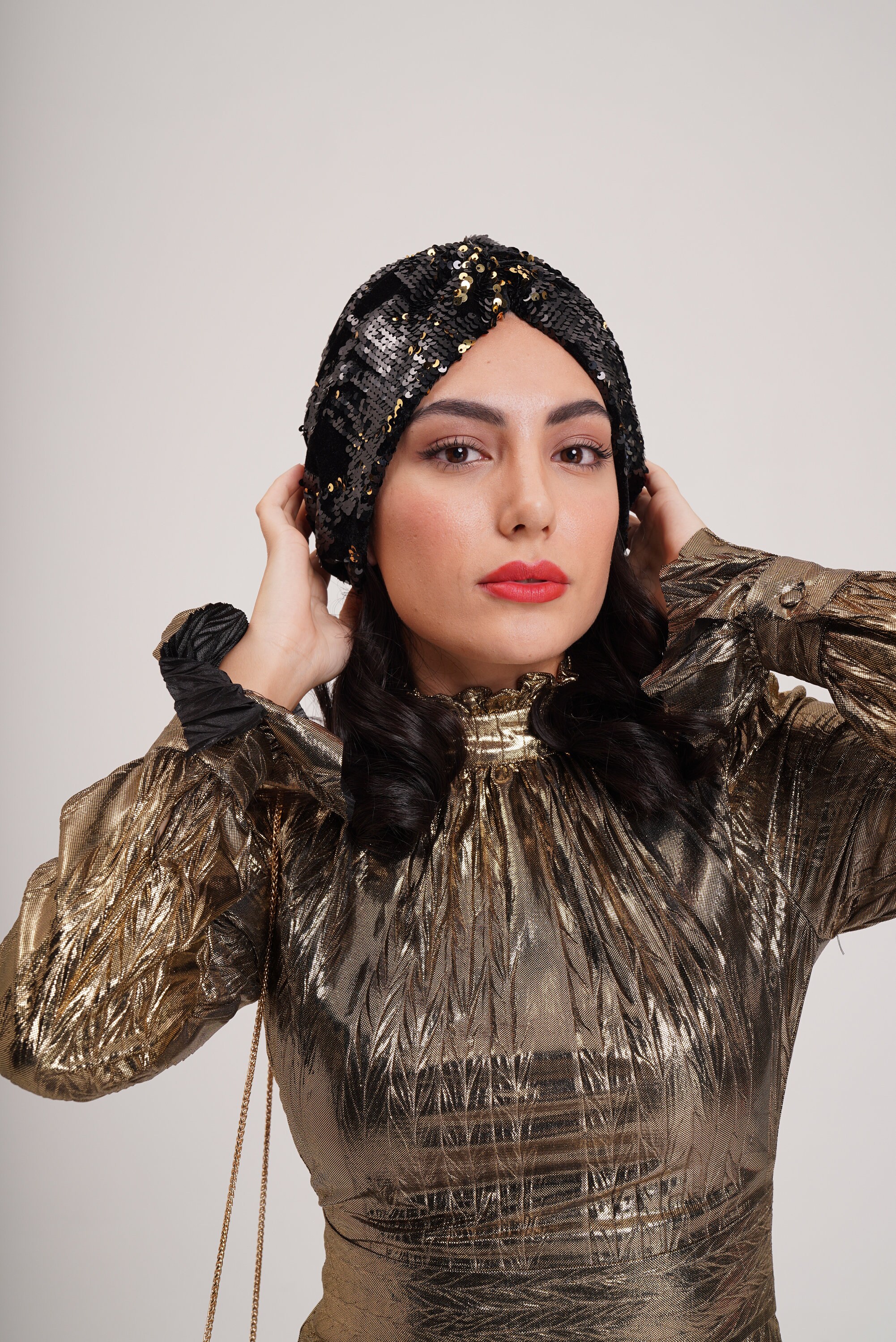 Sequin Fashion Turban, Vintage Turban, Stripped Turban Hat, Beaded ...