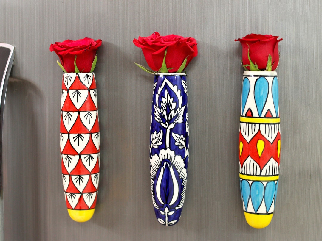 Ceramic Hand Painted Magnetic Pot, Ceramic Pot, Ceramic Magnetic Vase ...