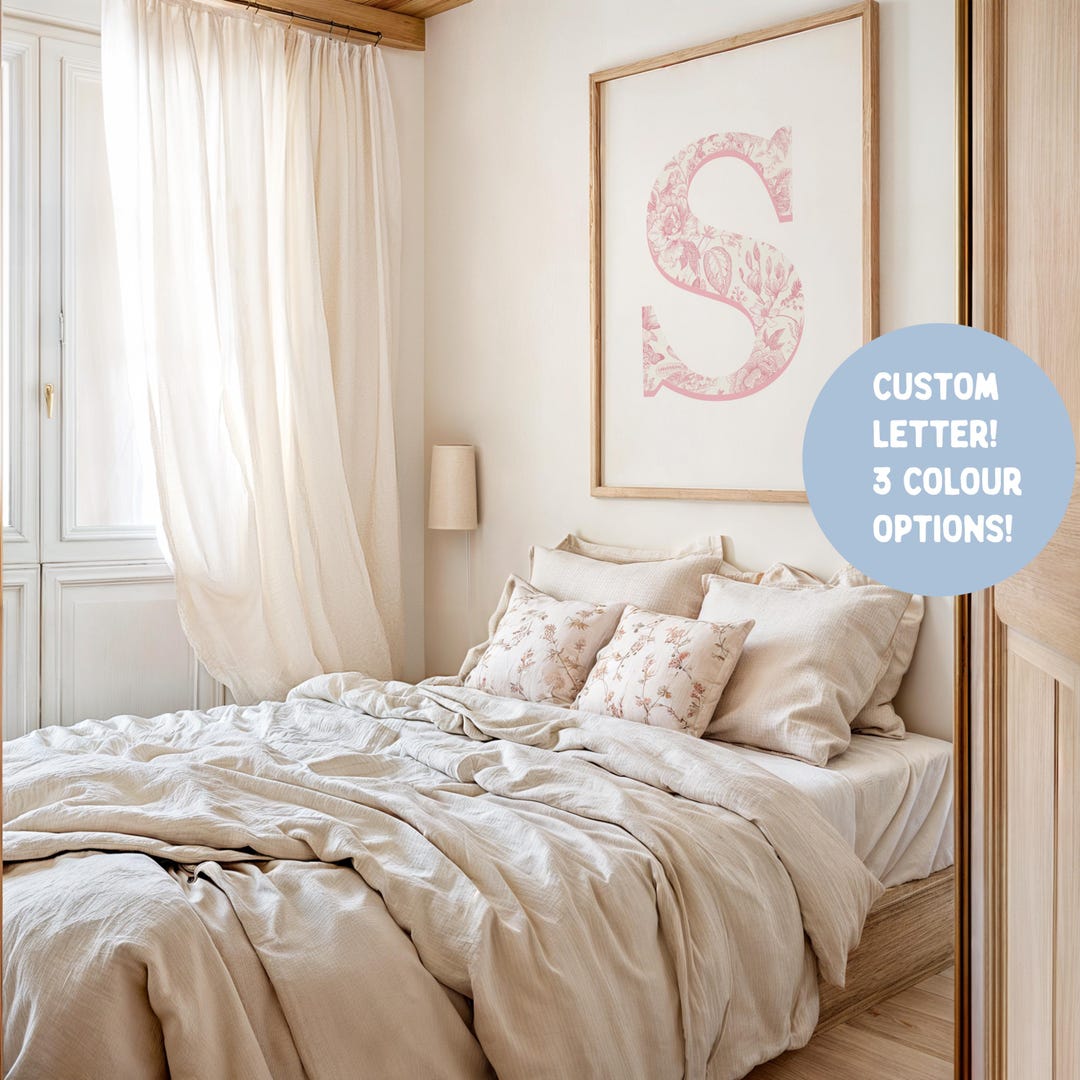 Trendy Custom Letter Print for Bedroom Blue Monogram Poster Gift for ...