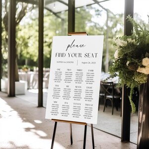 Minimalist Custom Wedding Seating Sign Template Modern Wedding Seating ...
