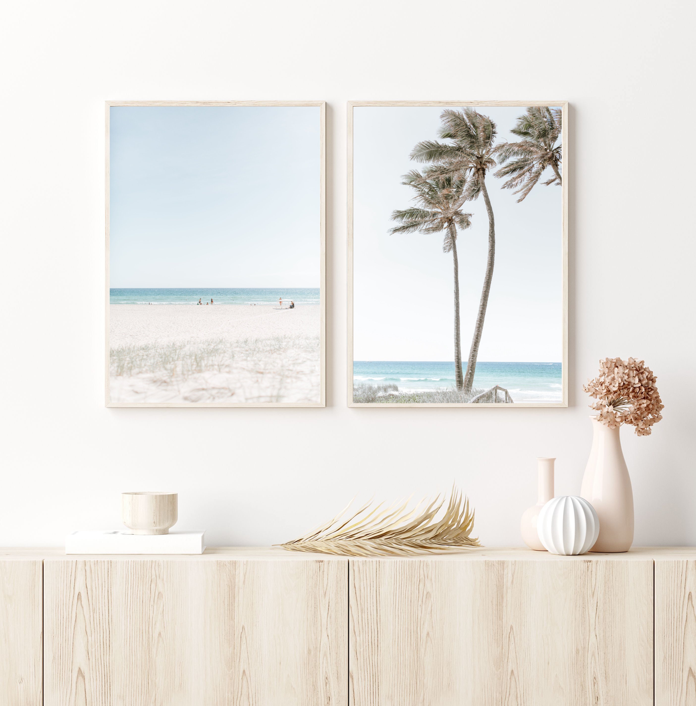 Coastal Wall Art Set of 6 Tropical Palm Tree Print Boho Home Decor ...