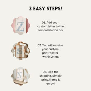 Trendy Custom Letter Print for Bedroom Blue Monogram Poster Gift for ...