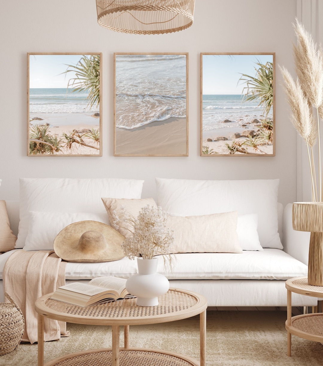 Coastal Wall Art Coastal Beach Wall Prints Pastel Beach Print Set for ...