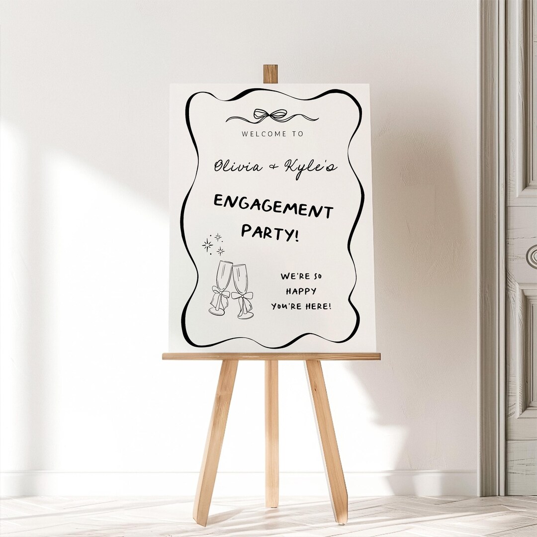 Custom Engagement Party Welcome Sign Template Editable Engagement Party ...