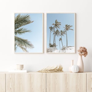 Coastal Wall Art Set of 2 Prints Palm Tree Poster Coastal Living Room ...