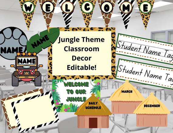 Jungle Theme Classroom Decor Canva Template Editable | Etsy Australia