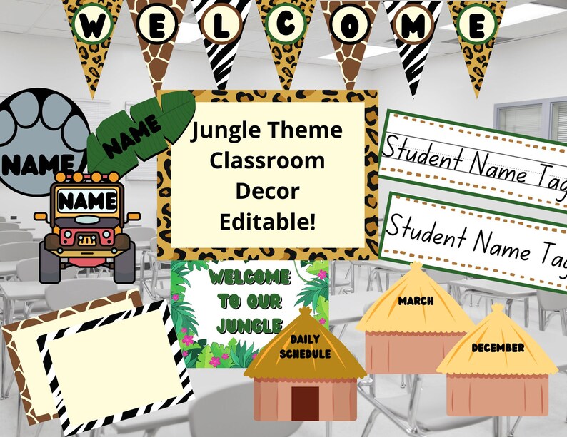Jungle Theme Classroom Decor- Canva Template- Editable - Etsy