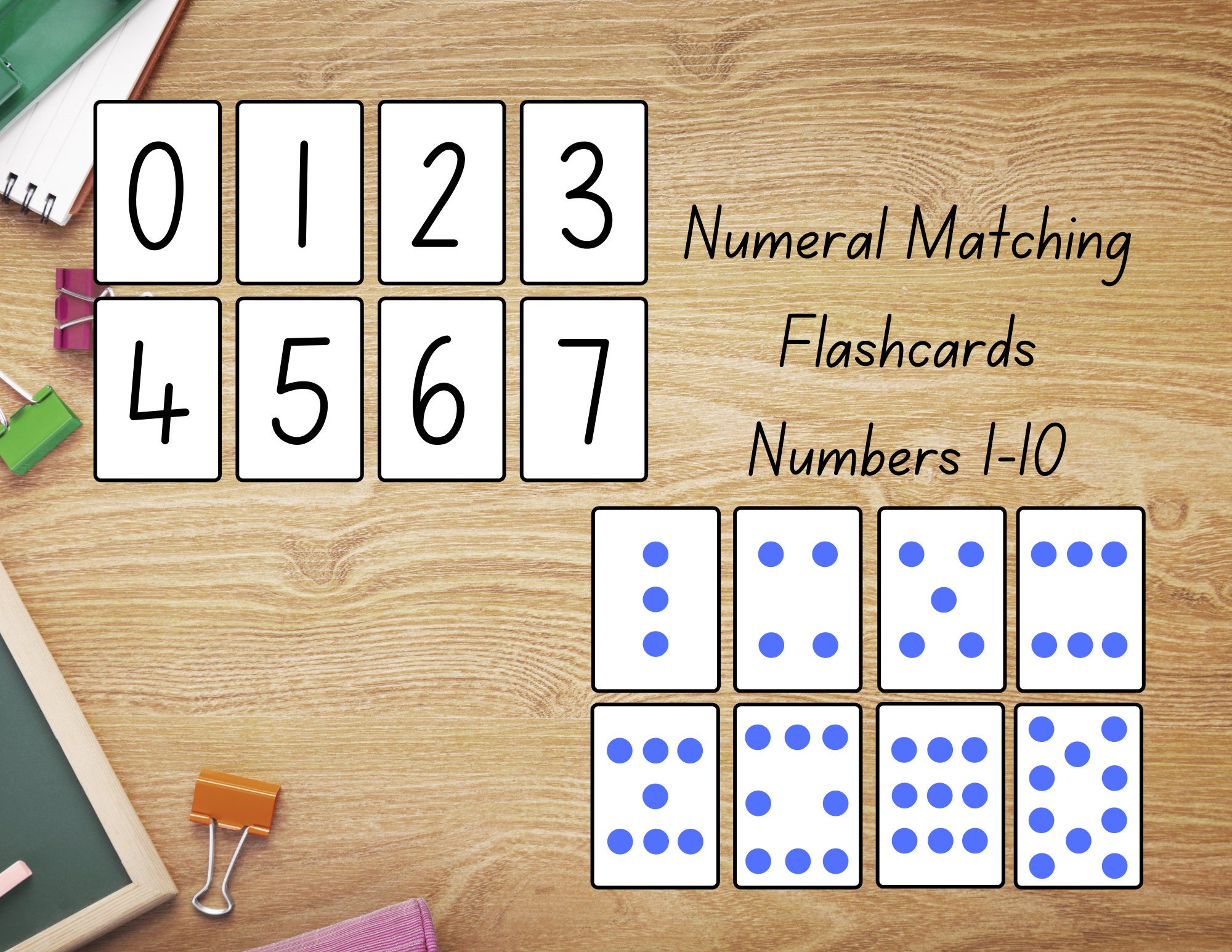Matching Number Flashcards 1-10 (black and White) Digital Download - Etsy