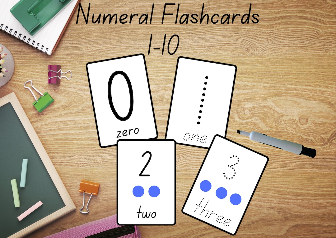 Numeral Flashcards 1-10 Digital Download - Etsy