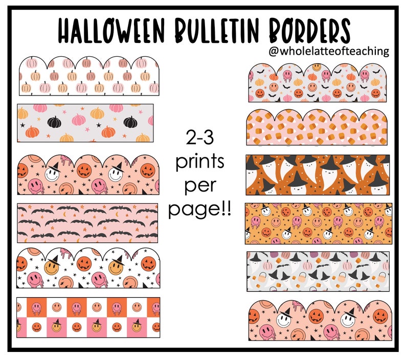 Retro Halloween Bulletin Board Borders Pack - Etsy