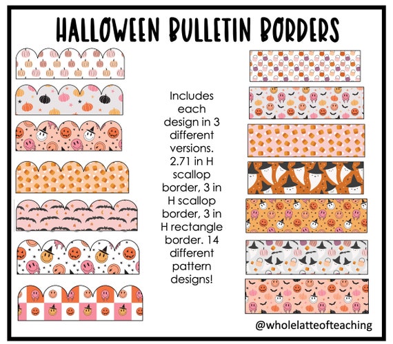 Retro Halloween Bulletin Board Borders Pack - Etsy