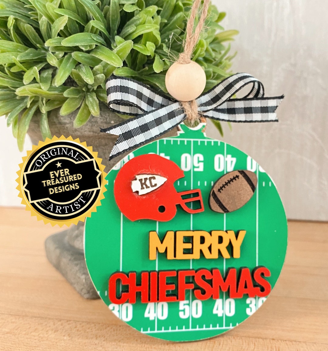Kansas City Chiefs Ornament Merry Chiefsmas KC Football Fan Christmas ...