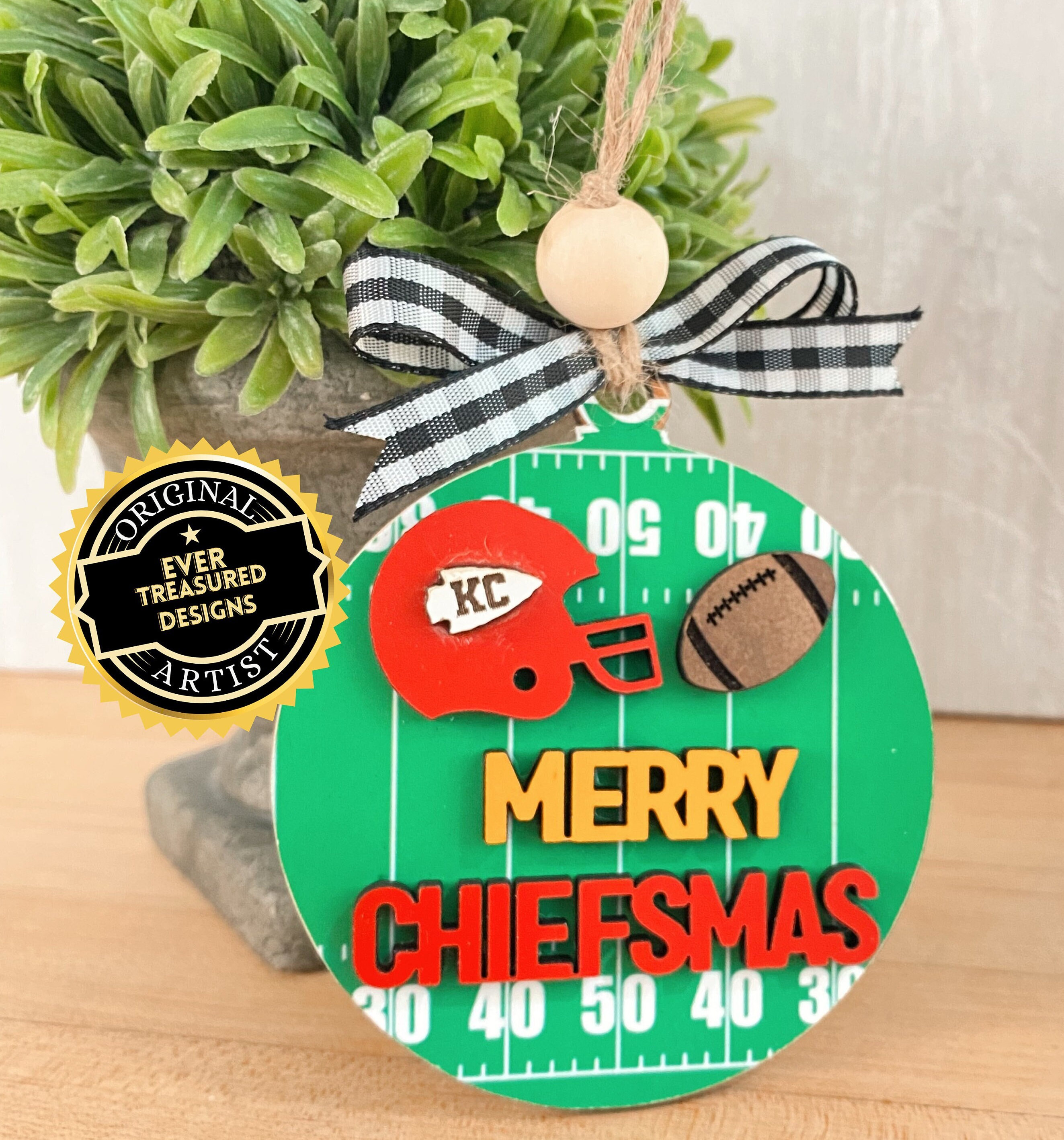 Kansas City Chiefs Ornament Merry Chiefsmas KC Football Fan Christmas ...