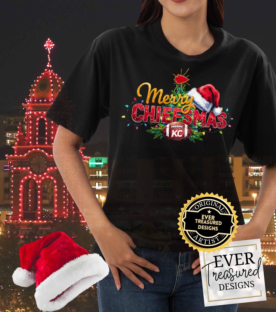 Merry Chiefsmas Kansas City Chiefs Christmas Game Fan Tee | KC Football ...