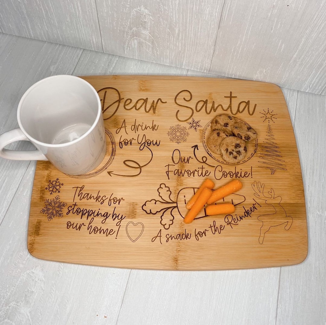 Santa Cookies & Milk Tray Christmas Eve Snack Plate Dear Santa Reindeer ...