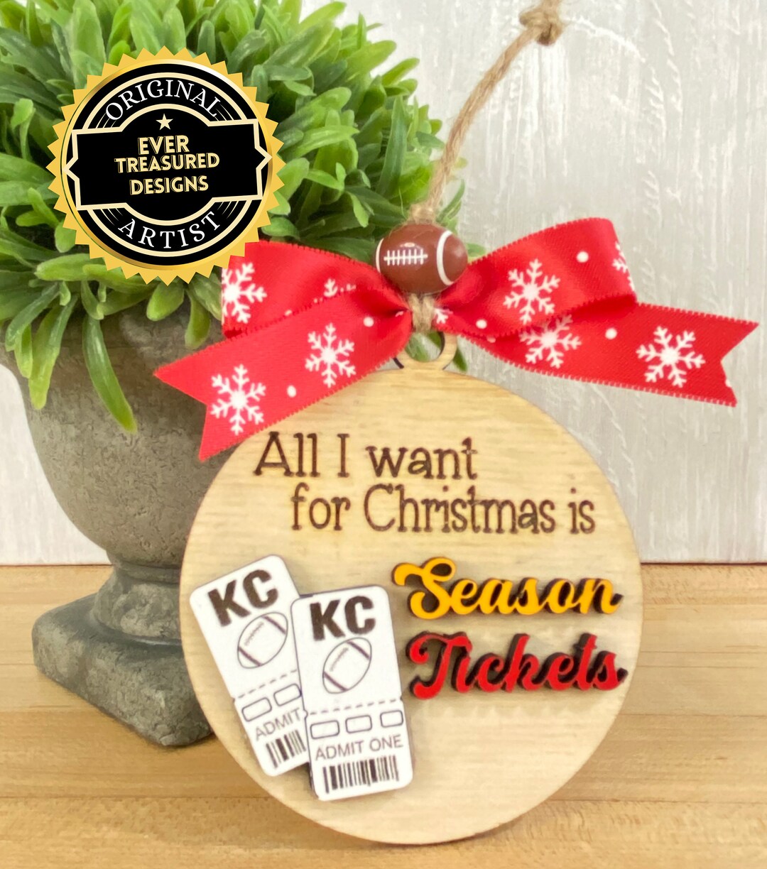 Kansas City Chiefs Ornament Season Tickets KC Football Fan Christmas ...