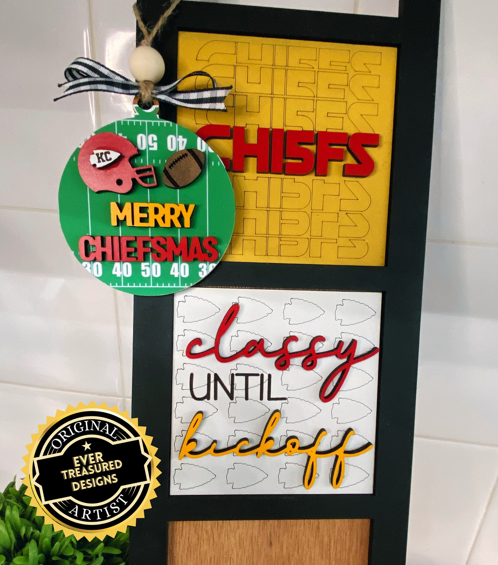 Kansas City Chiefs Ornament Merry Chiefsmas KC Football Fan Christmas ...