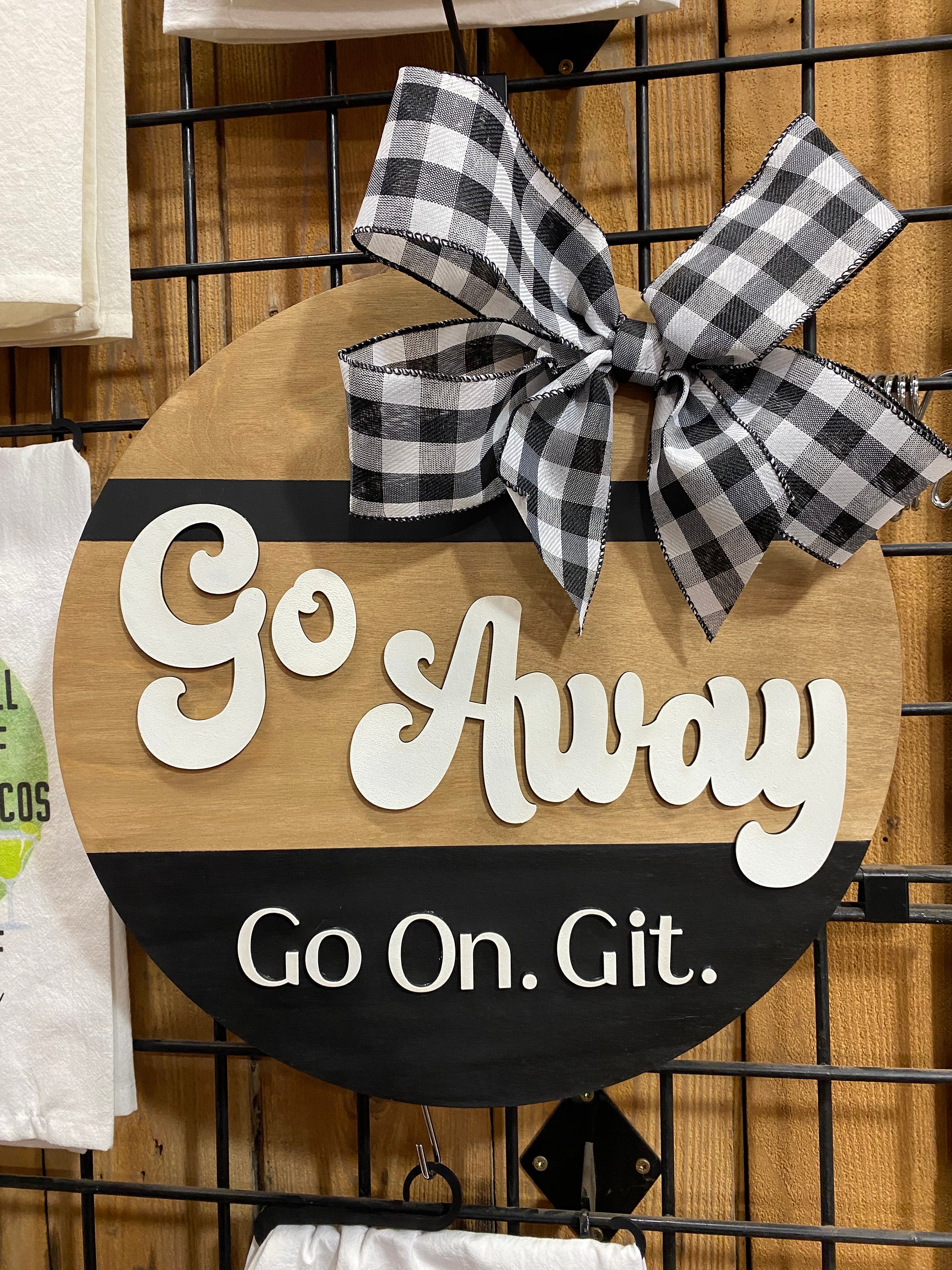 Go Away Go on Git Sassy Door Hanger | Funny Front Door Sign | Silly ...