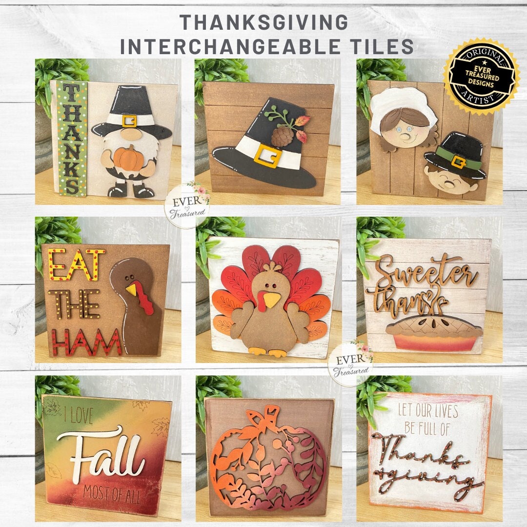 Fall Leaning Ladder Thanksgiving Interchangeable Tile Inserts, Turkey ...