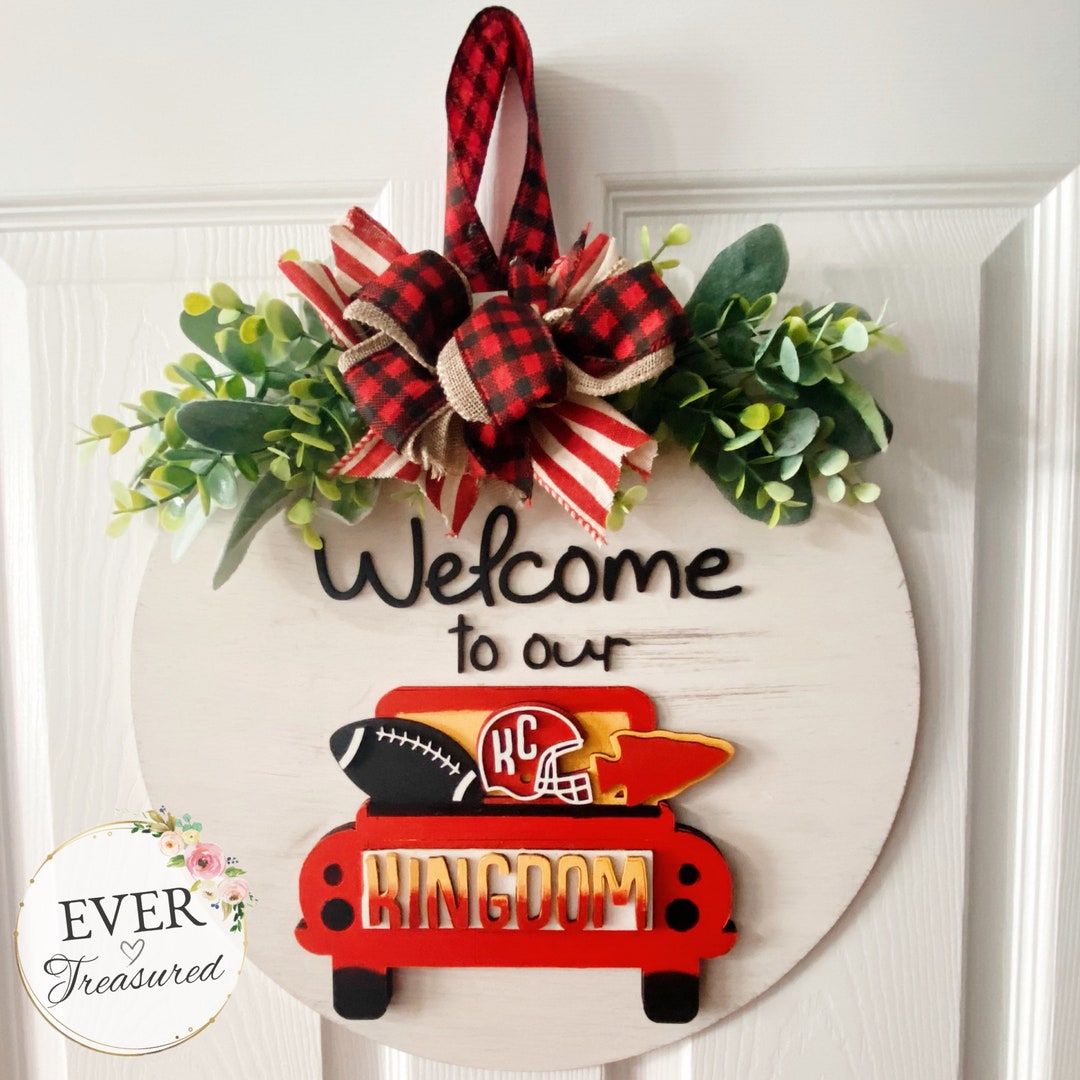 Kansas City Chiefs Football Door Hanger | Kingdom Truck | Sports Wreath ...