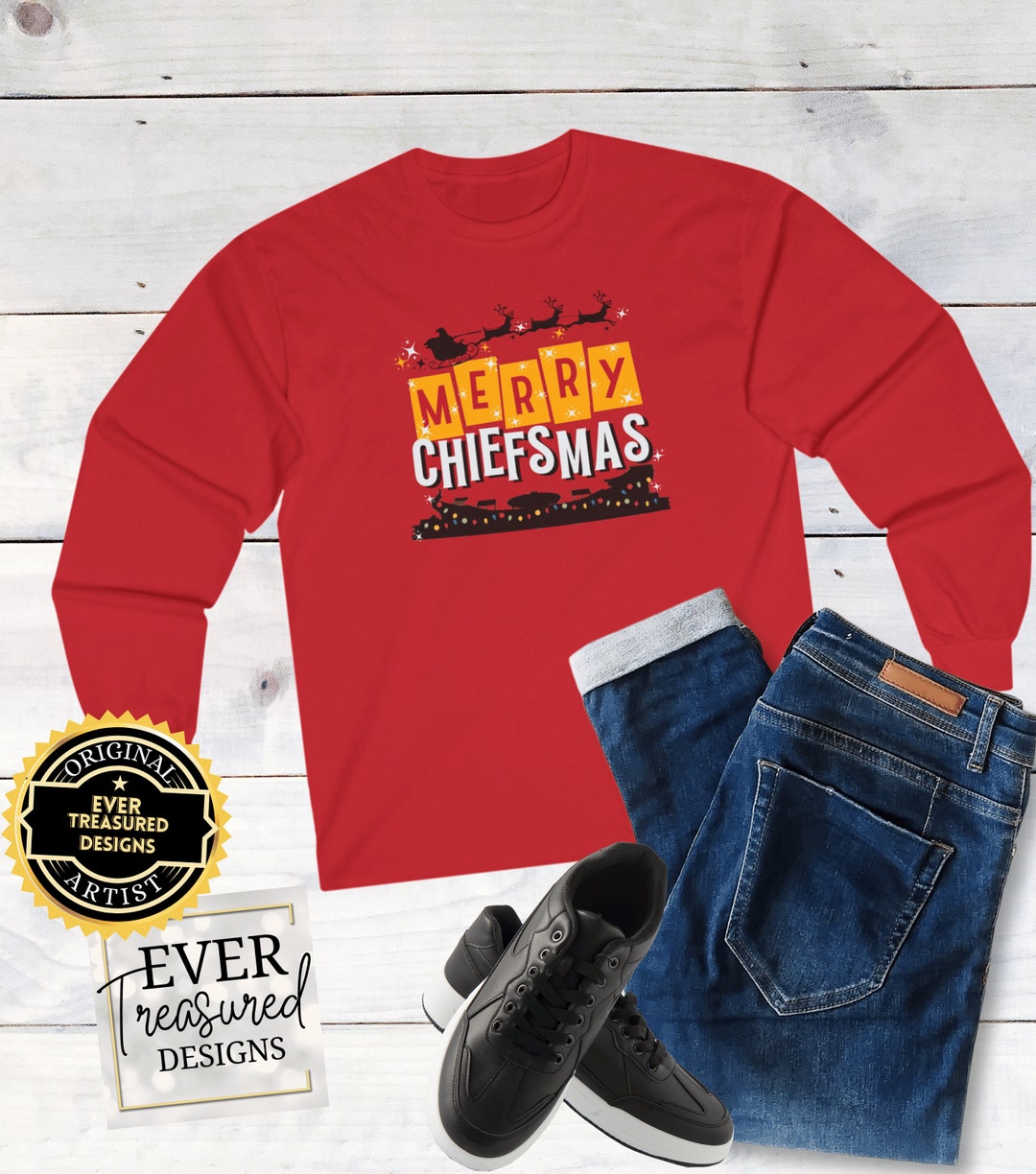 Merry Chiefsmas Kansas City Chiefs Christmas Arrowhead Long Sleeve | KC ...