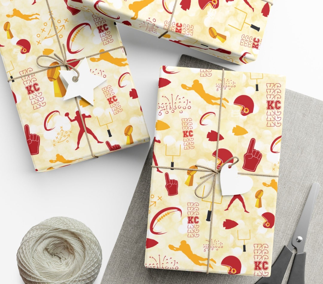KC Chiefs Arrowhead Gift Wrapping Paper Red Kingdom Football Christmas ...