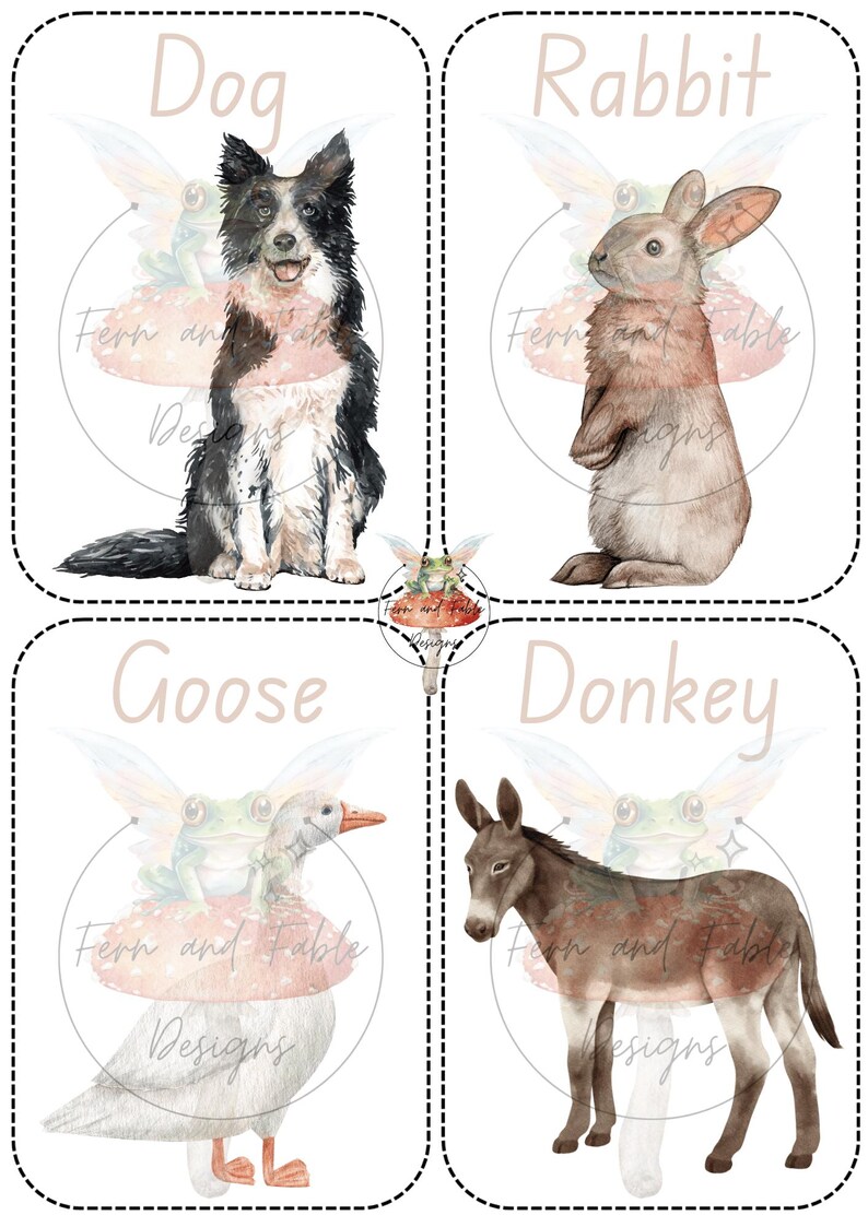 30 Farm Animal Flashcards | Early Learning Printable, Vocabulary, Flash ...