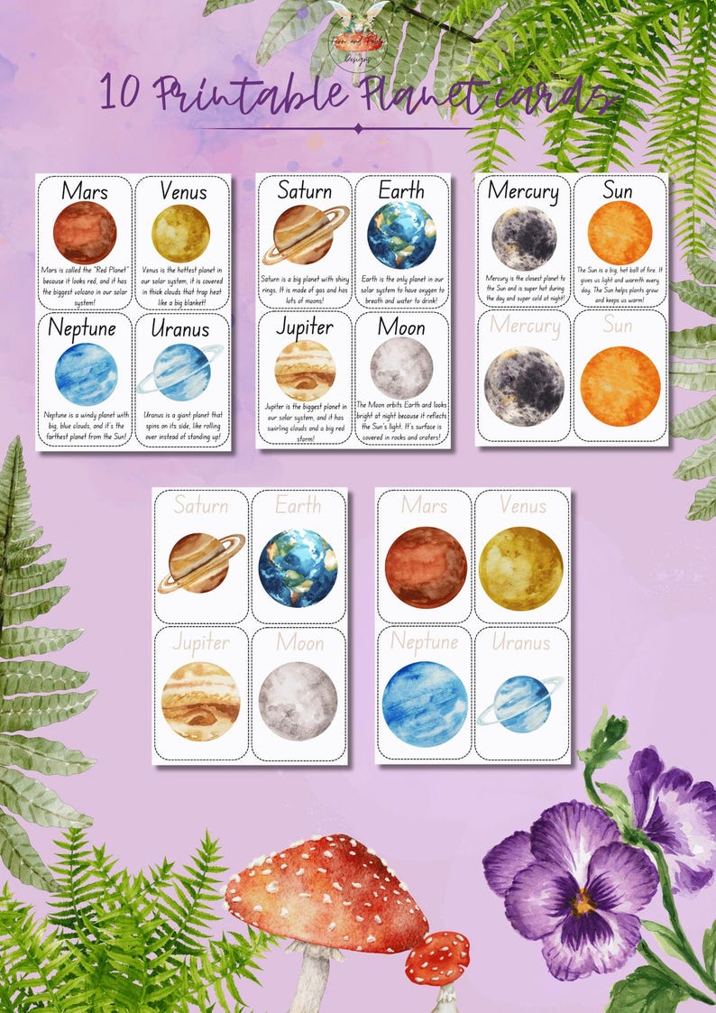 20 Planet Flashcards | Early Learning Printable, Vocabulary, Flash ...