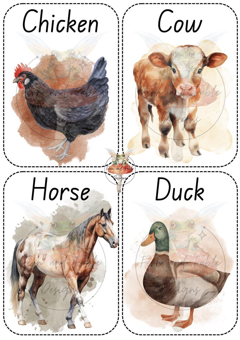 30 Farm Animal Flashcards | Early Learning Printable, Vocabulary, Flash ...