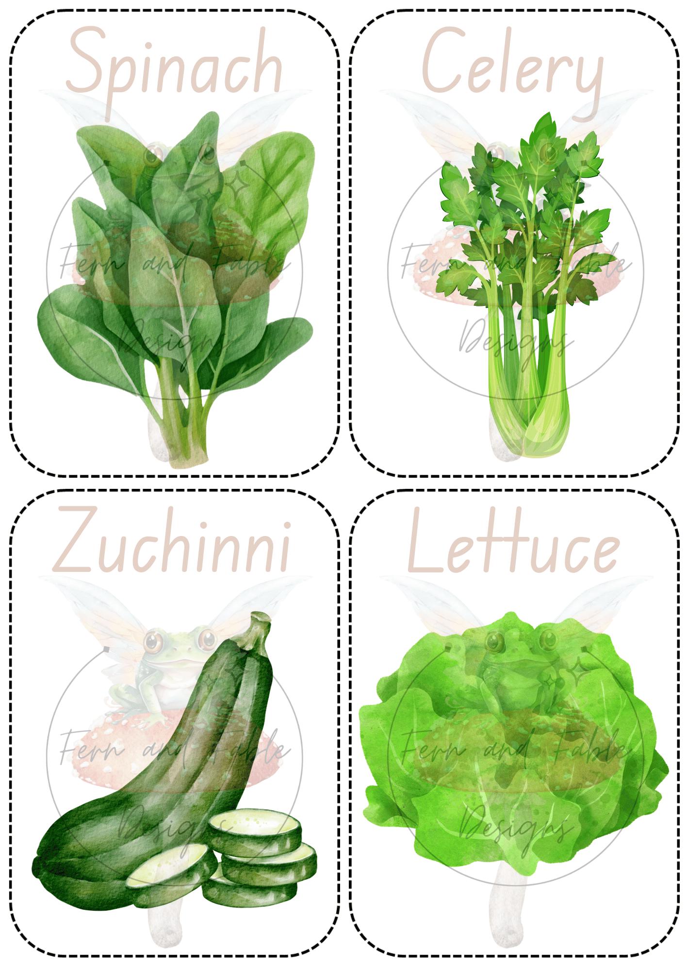 52 Vegetable Flashcards | Early Learning Printable, Vocabulary, Flash ...