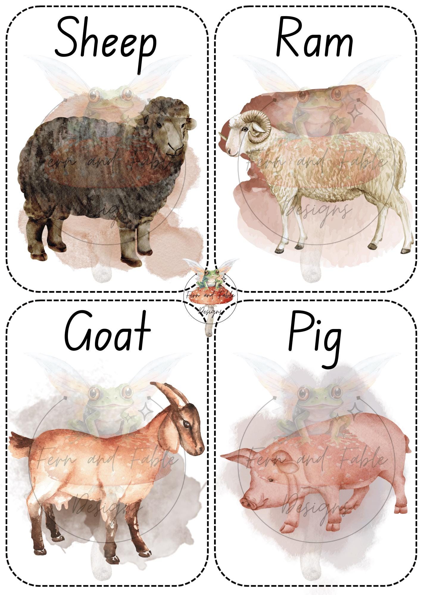 30 Farm Animal Flashcards | Early Learning Printable, Vocabulary, Flash ...