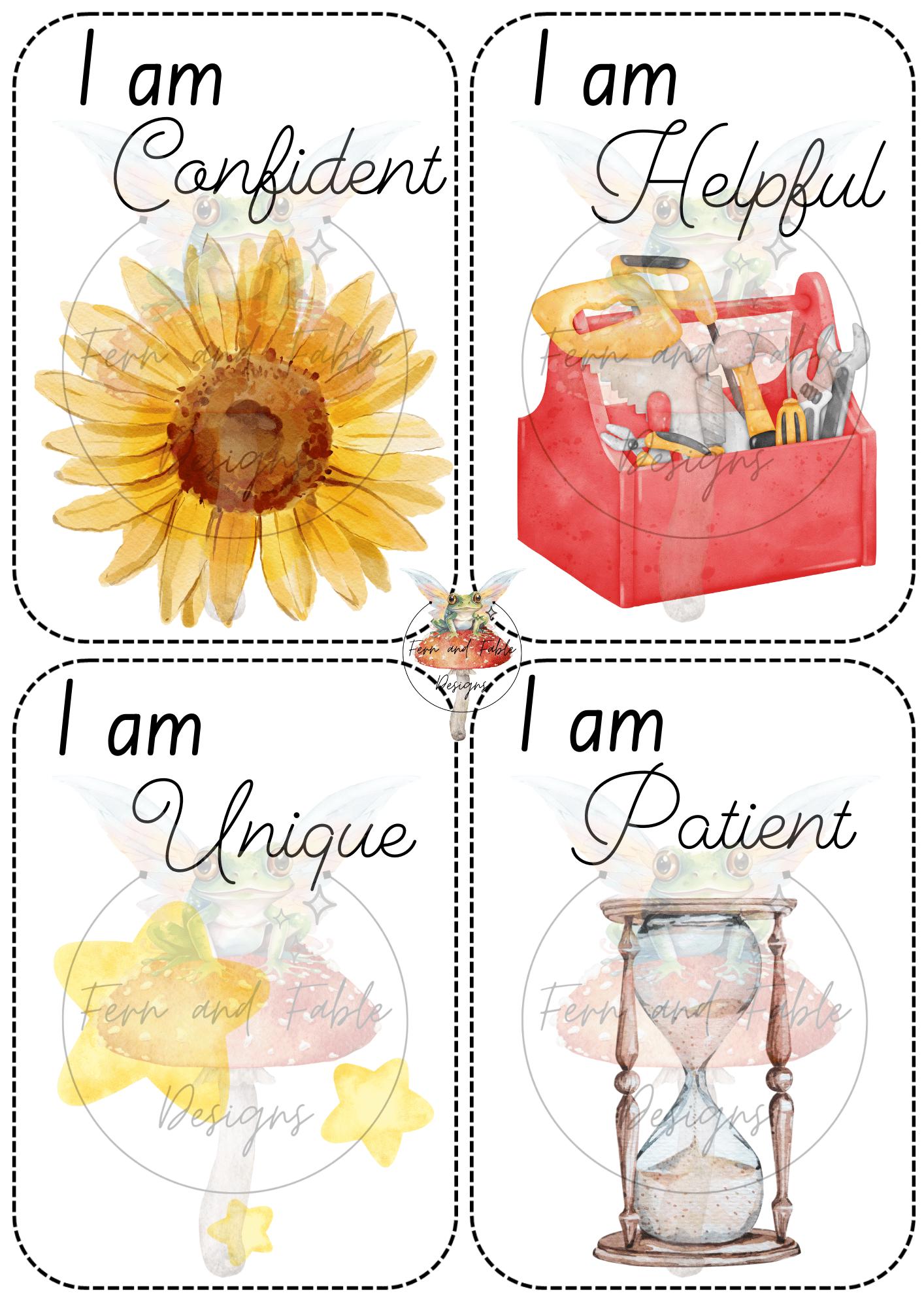 32 Daily Affirmation Flashcards | Early Learning Printable, Vocabulary ...