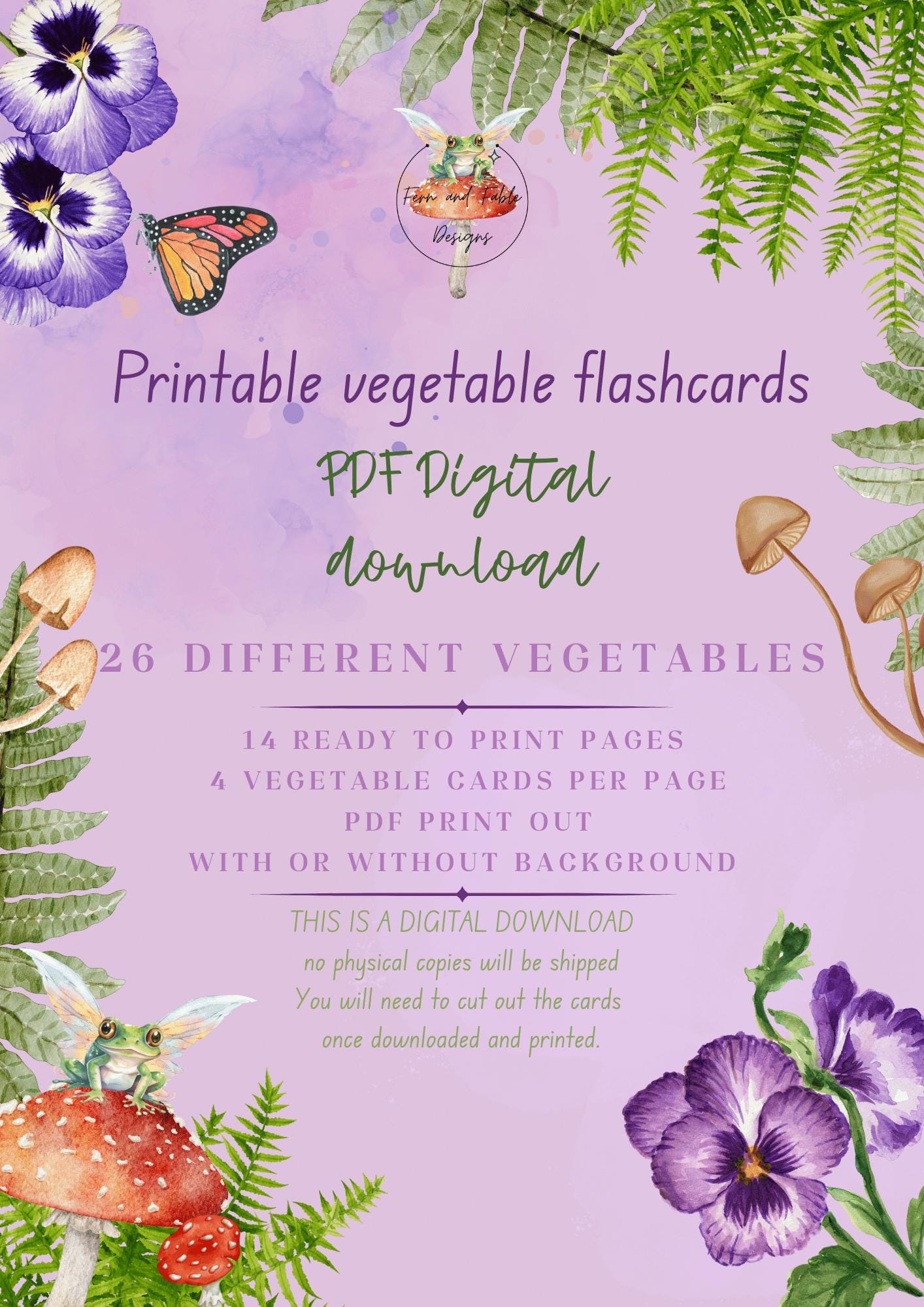 52 Vegetable Flashcards | Early Learning Printable, Vocabulary, Flash ...