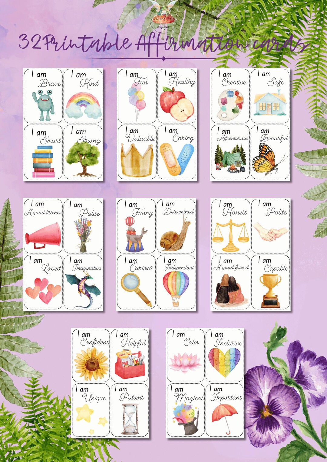 32 Daily Affirmation Flashcards | Early Learning Printable, Vocabulary ...