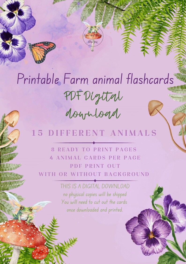 30 Farm Animal Flashcards | Early Learning Printable, Vocabulary, Flash ...