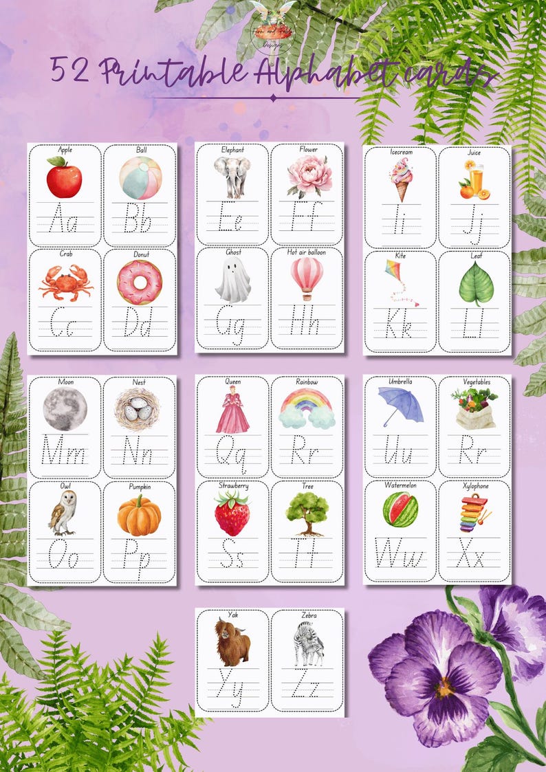 52 Alphabet Letter Recognition Flashcards | Early Learning Printable ...