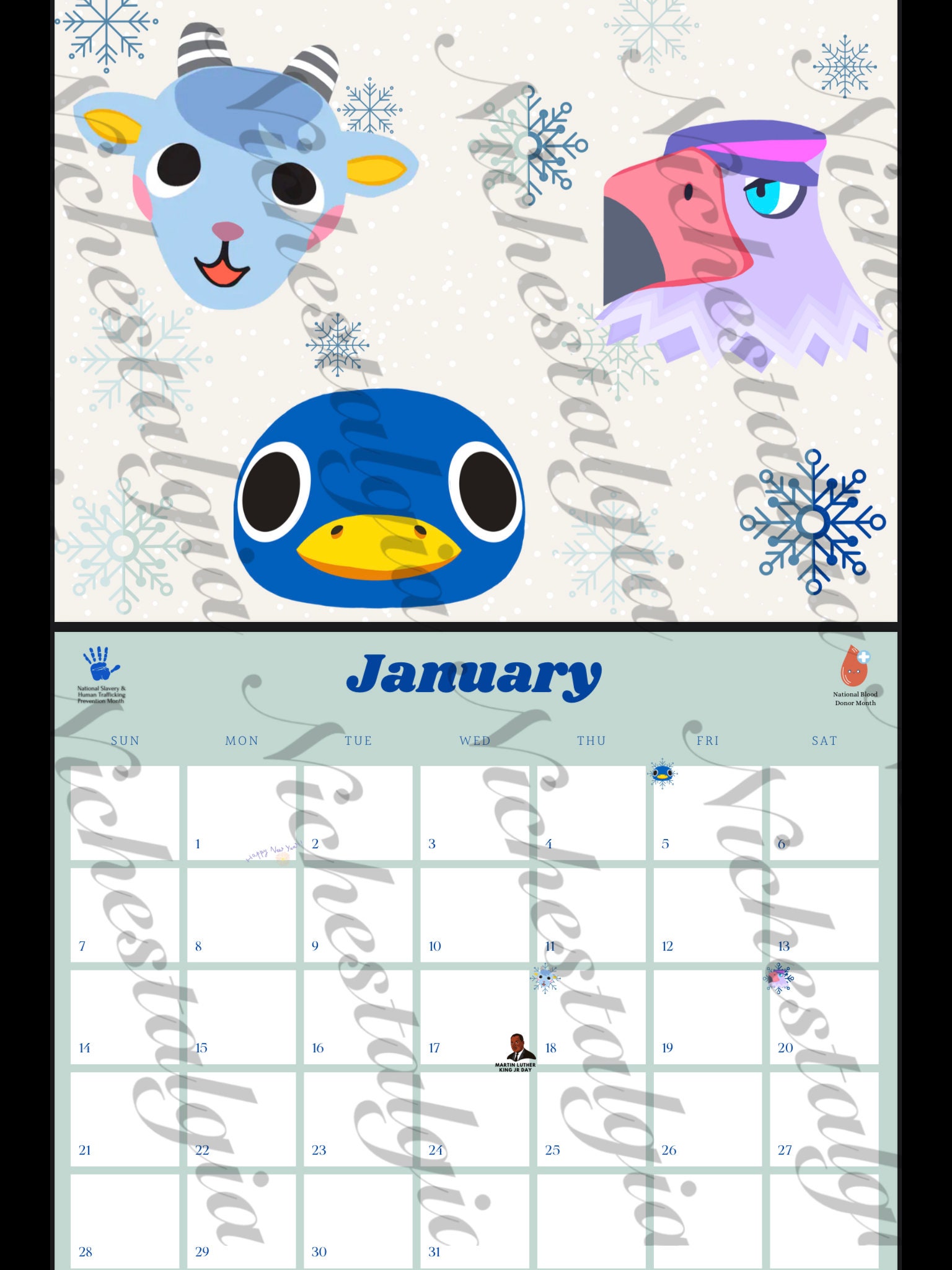 Virtual ACNH Animal Crossing Inspired 2024 Calendar INSTANT DOWNLOAD ...