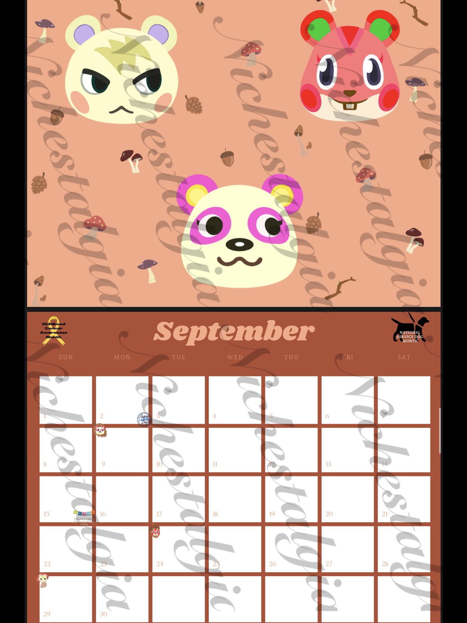Virtual ACNH Animal Crossing Inspired 2024 Calendar INSTANT DOWNLOAD ...