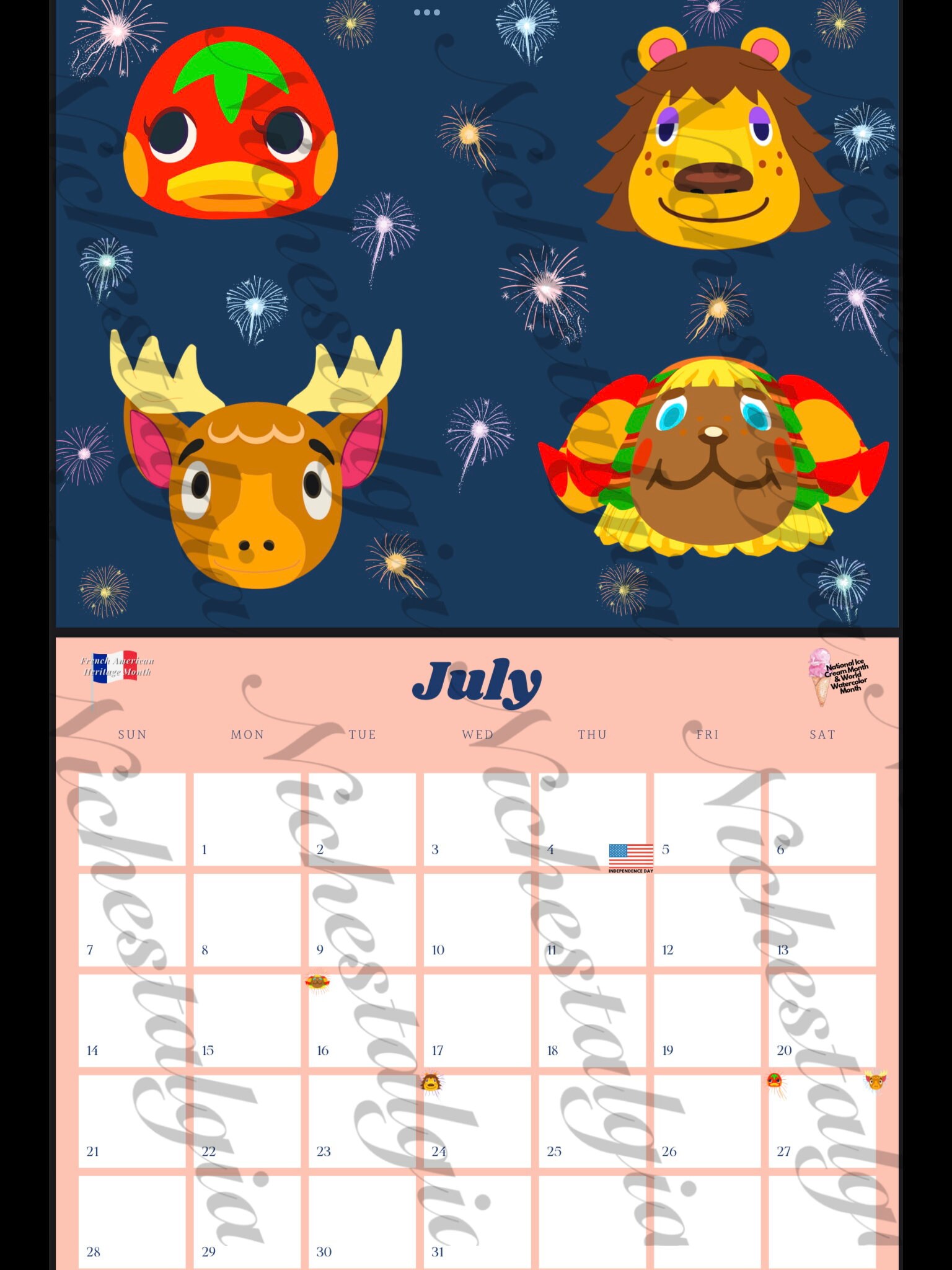 Virtual ACNH Animal Crossing Inspired 2024 Calendar INSTANT - Etsy