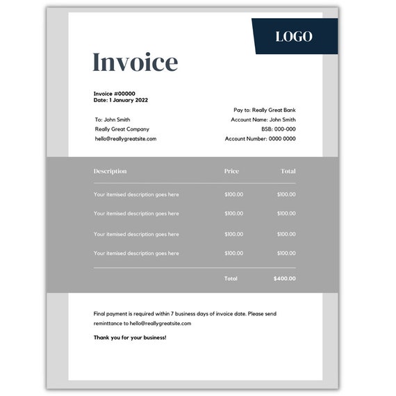 Small Business Invoice Forms Invoice Template Editable, Small Business
