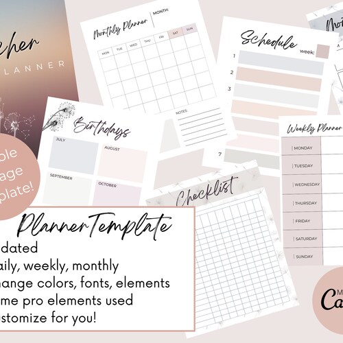 Weekly Planner Printable Editable CANVA Planner Template - Etsy