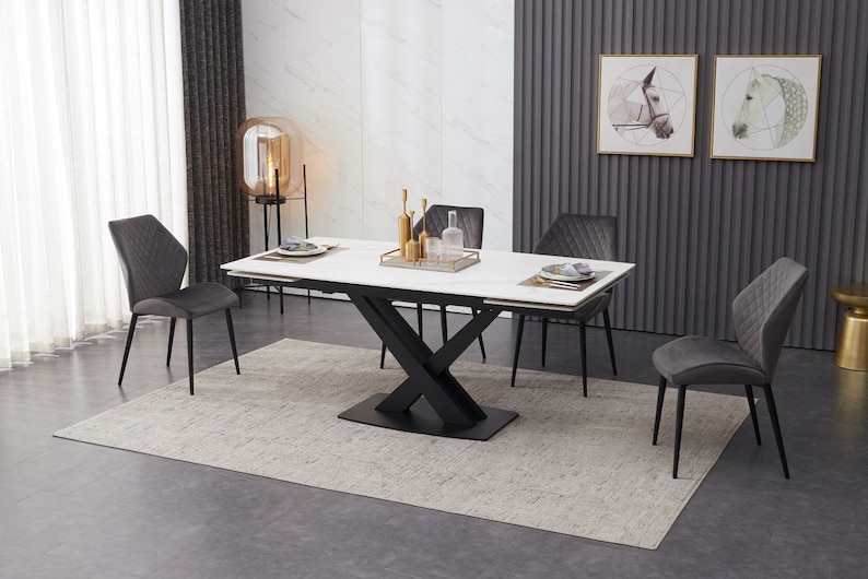 Ceramic Extending Table White Itallian Calacatta - Etsy