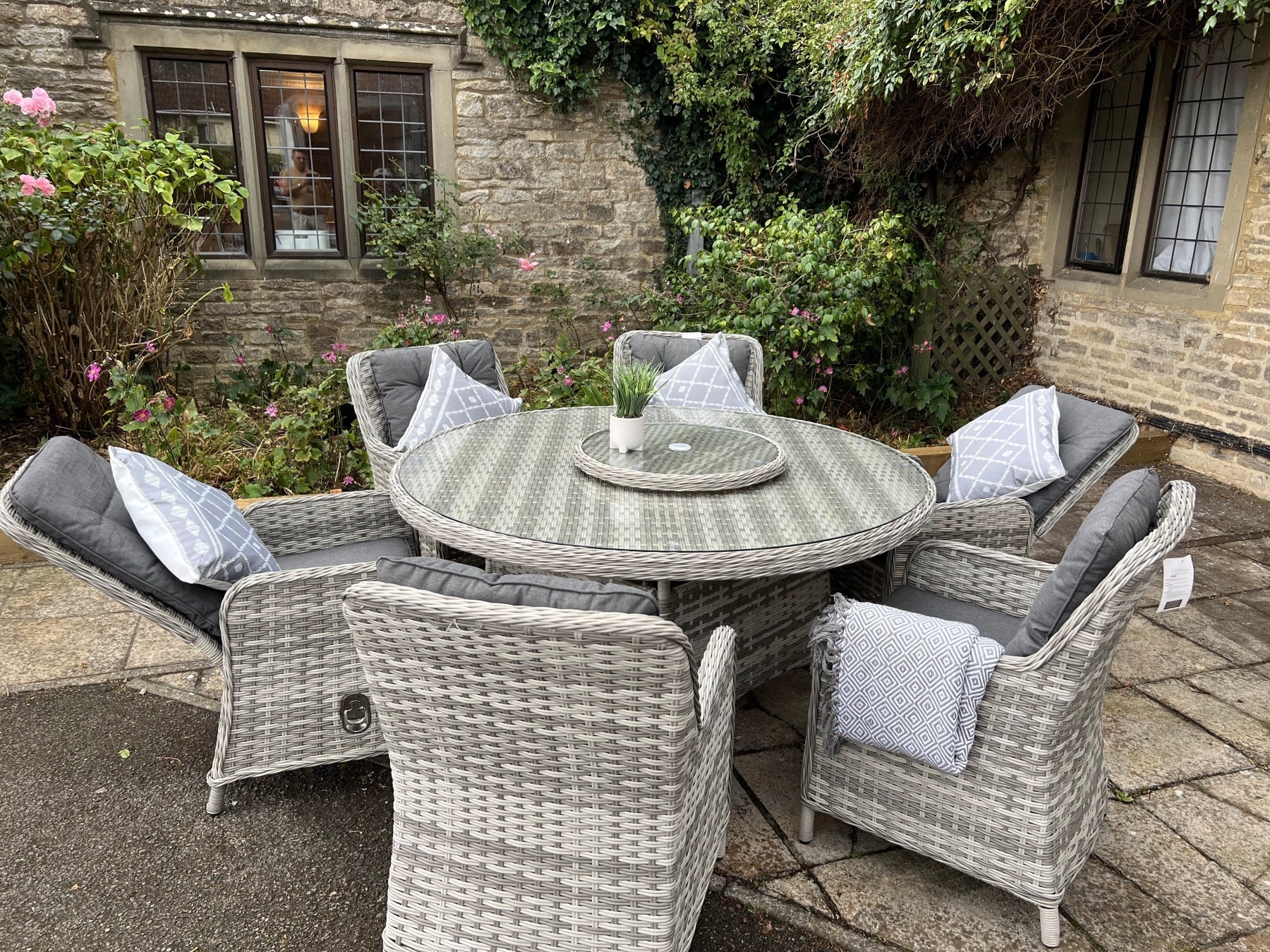6 seater rattan garden dining set store