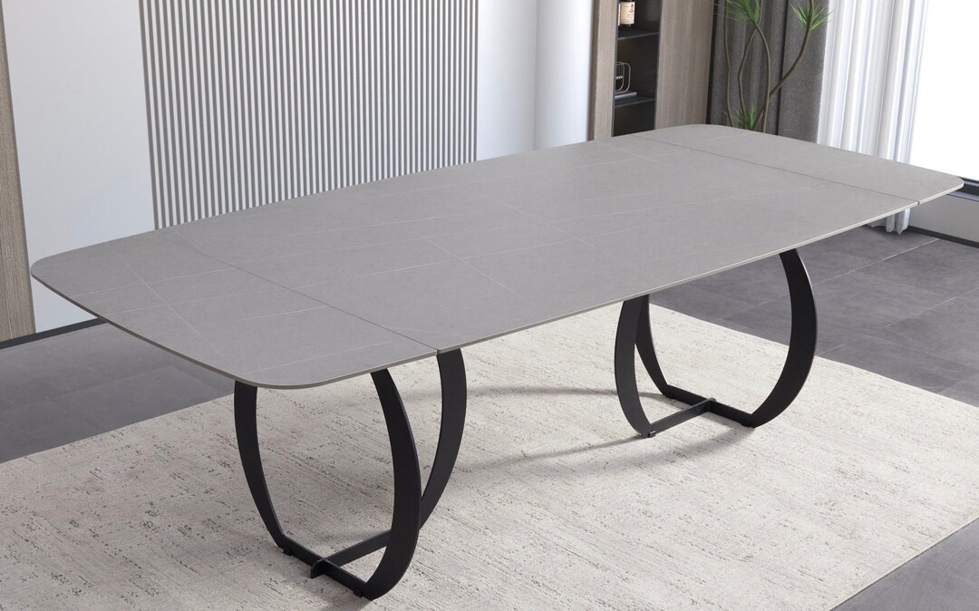 Ceramic Dining Grey Extending Table - Etsy