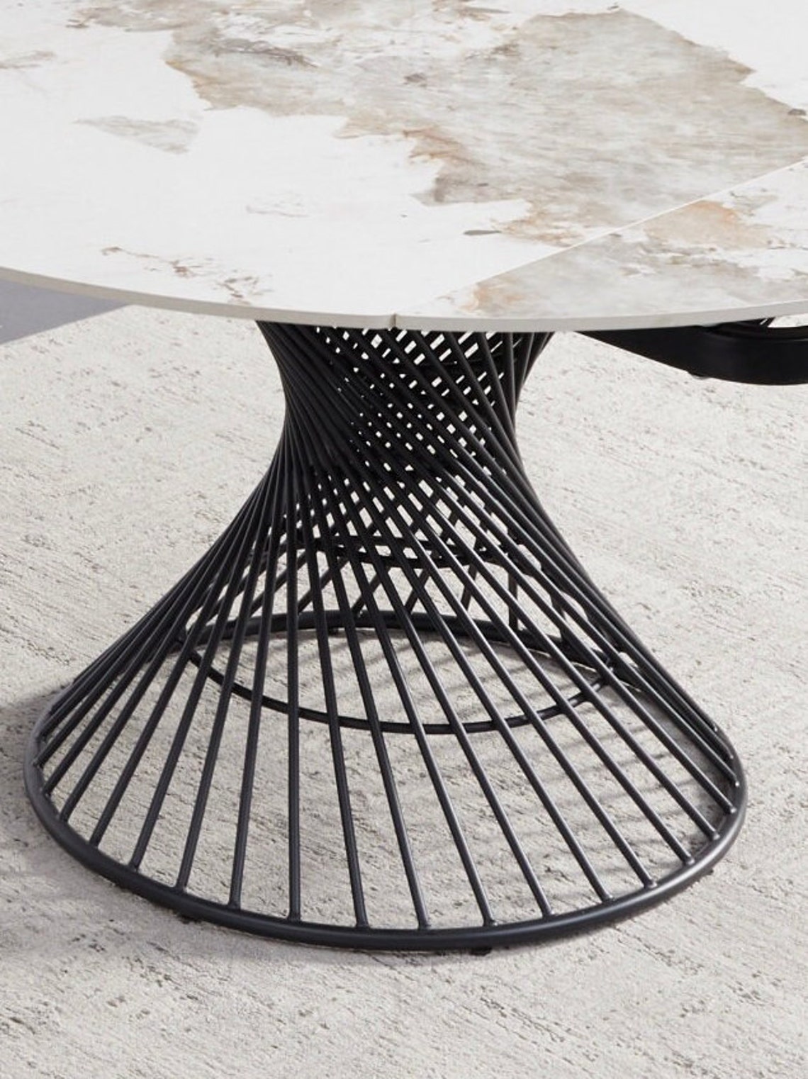 Ceramic Extending Dining Table White Guild Round to Rectangle - Etsy UK