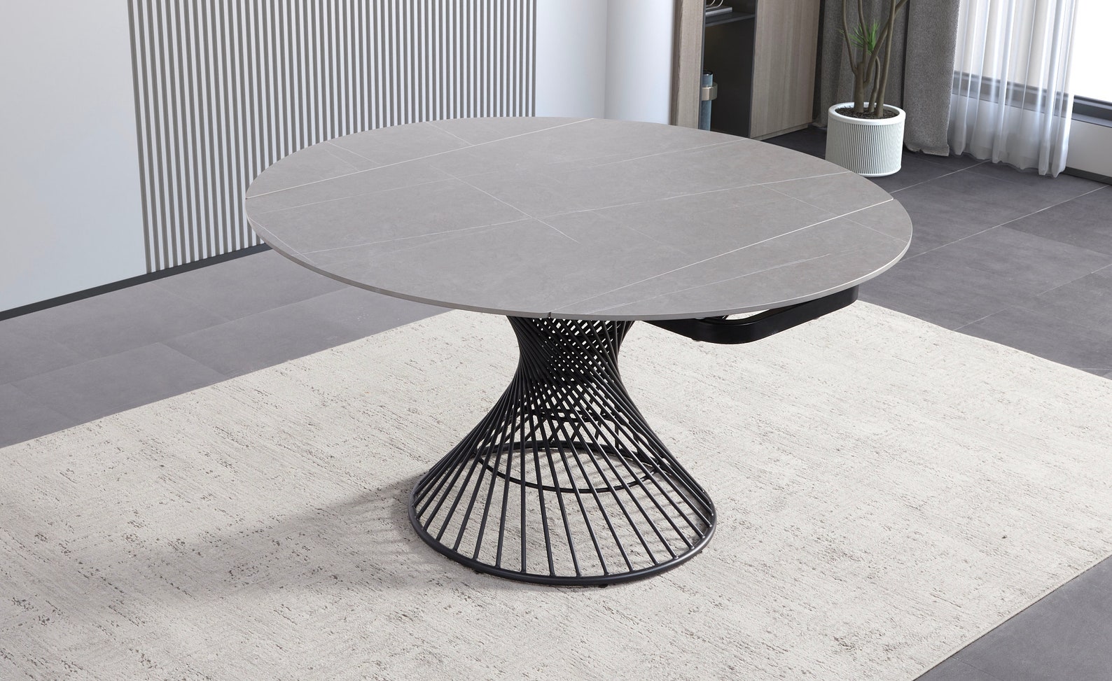Ceramic Round Grey Extending Table From Round to Rectangle - Etsy UK