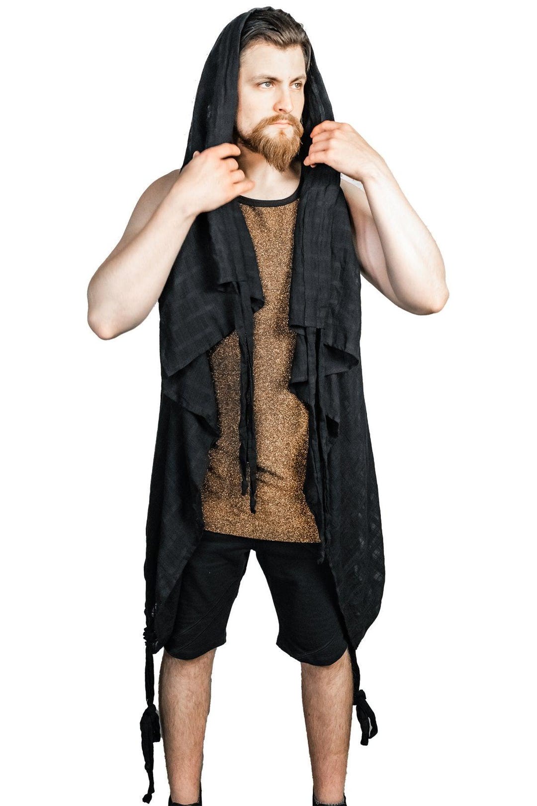 Black Cotton JACQUARD CONVERSION VEST by 5D X Dutchess - Unisex ...