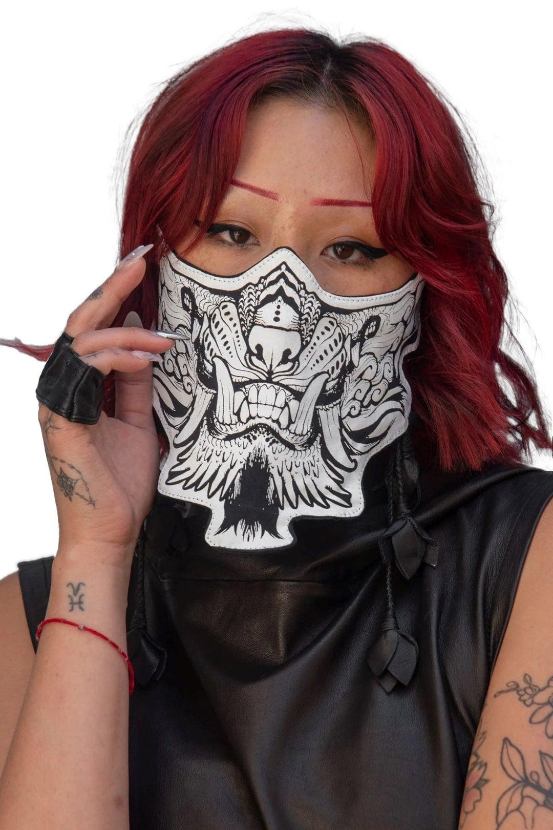 FOO DOG MASK - Soft Black Cotton Face Covering With White Print ...
